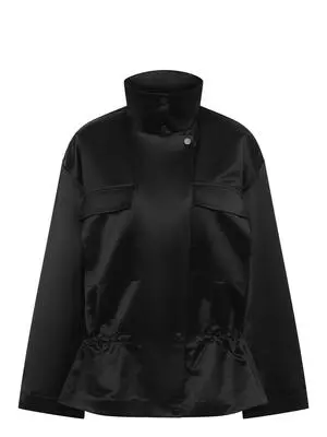 ST. AGNI Structured Satin Cotton-Blend Utility Parka Black