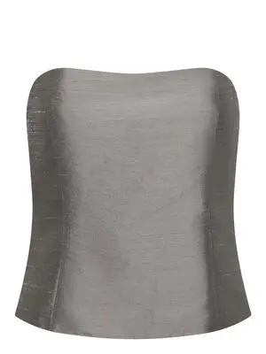 ST. AGNI Silk-blend Minimal Bodice - Dark Grey