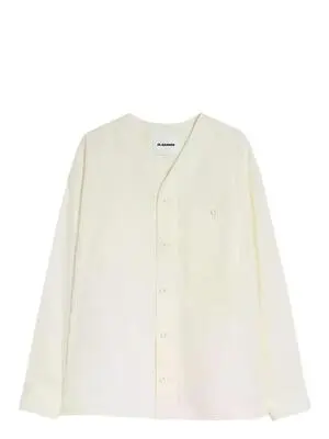 JIL SANDER V-neck Cotton Poplin Shirt - Neutrals