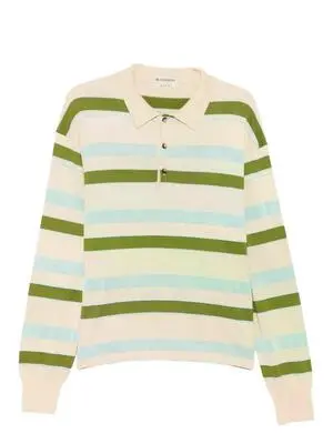 JW Anderson Striped Long-sleeve Polo Shirt - Neutrals