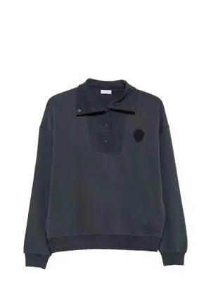 Brunello Cucinelli Logo-patch Half-button Sweatshirt Blue