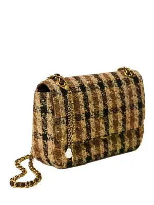 TWINSET Bouclé Checked Shoulder Bag