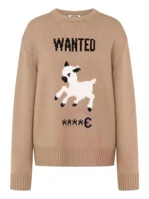 Moschino Intarsia-knit Wool Sweater - Neutrals