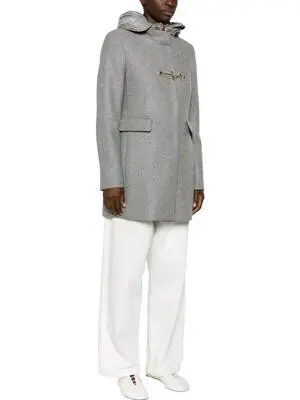 FAY Toggle-fastening Hooded Coat - Grey