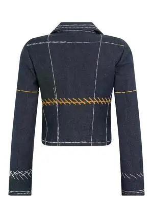 Moschino Contrast-stitch Cropped Blazer - Blue
