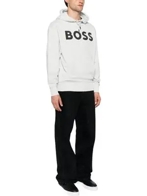 BOSS Logo-print Drawstring Hoodie - Neutrals