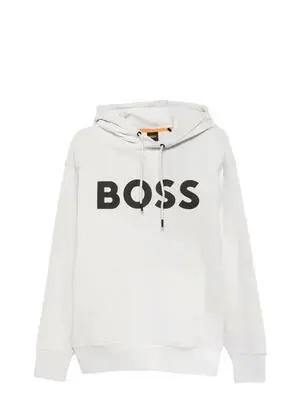 BOSS Logo-print Drawstring Hoodie - Neutrals