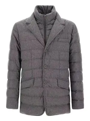 Herno Quilted Flannel Coat - Grey