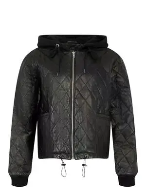 R13 Quilted Hooded Leather Jacket