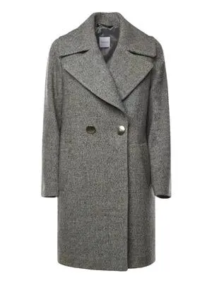 ALISHEVA Herringbone-pattern Double-breasted Coat