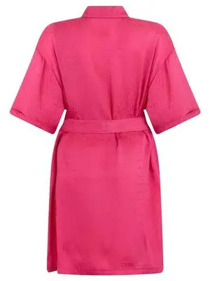 Moschino Logo-jacquard Belted Mini Shirt Dress - Pink