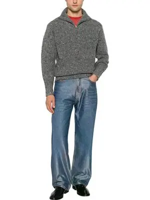 Auralee Zip-neck Knit Sweater - Grey