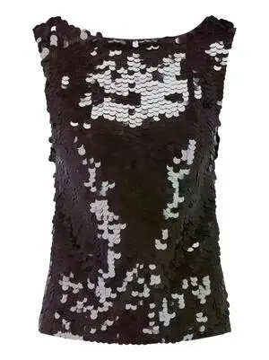 P.a.r.o.s.h Sequin-embellished Sleeveless Top - Brown