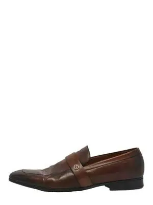 Gucci Gg-interlock Leather Loafers - Brown