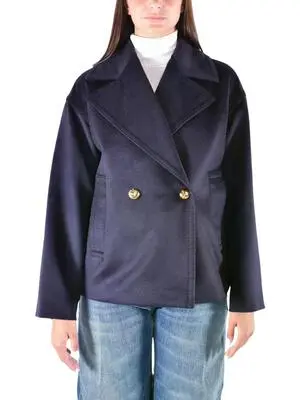 Max Mara Double-breasted Virgin Wool Coat - Blue
