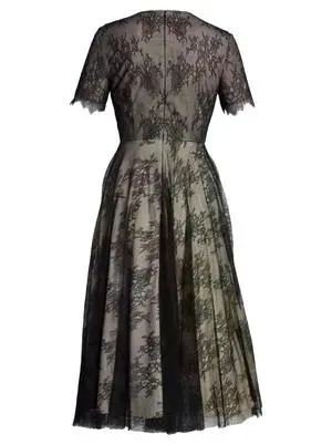Erdem Floral-lace Short-sleeve Dress - Black