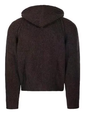 DUNST Ribbed-knit Zip-up Cardigan - Brown