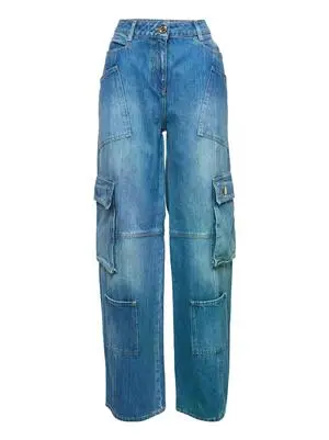 Elisabetta Franchi Wide-leg Cargo Jeans - Blue