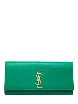 Saint Laurent 2013 Smooth Leather Cassandre Clutch Bag - Green