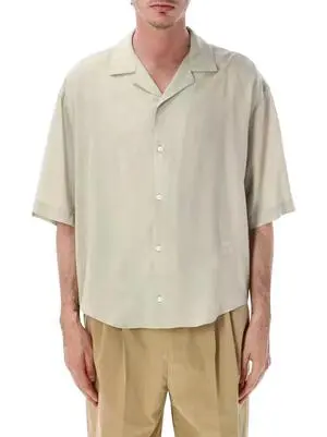 AMI Paris Logo-embroidered Boxy Shirt - Neutrals