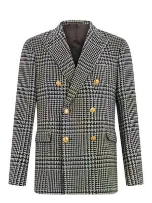 SLOWEAR Prince Of Wales Check Double-breasted Blazer - Blue