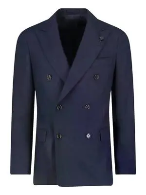 LARDINI Double-breasted Peak-lapel Suit Jacket - Blue
