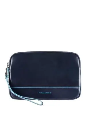 PIQUADRO Leather Wristlet Clutch Bag - Blue