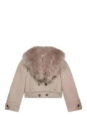 Blumarine Double-breasted Faux-fur Collar Coat - Neutrals