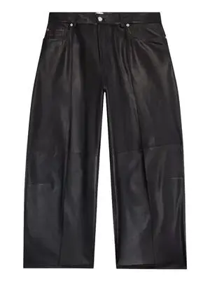 Paul Smith Barrel-leg Leather Trousers - Black