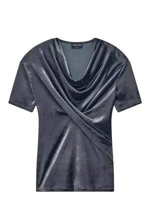 Giorgio Armani Jumper Slim-fit T-shirt In Viscose Chenille Front Draping - Grey