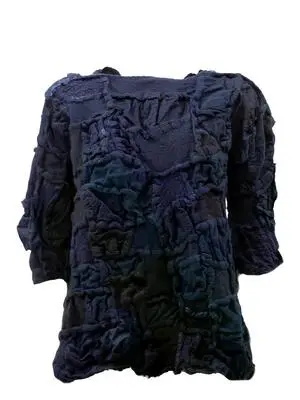 DANIELA GREGIS Mosaic Patchwork Crinkled Blouse - Blue
