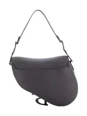 Dior Ultra Matte Saddle Handbag Leather Medium Shoulder Bag Black