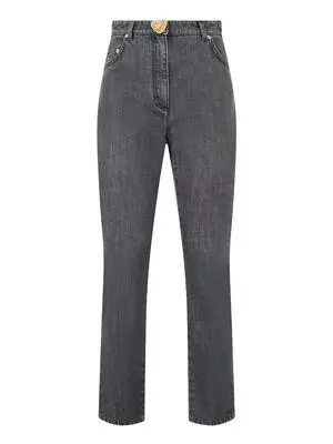 Moschino Heart-button Straight-leg Jeans - Grey