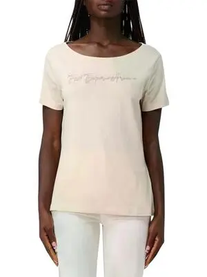 EA7 Logo-stud Cotton T-shirt - Neutrals