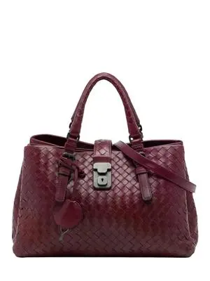 Bottega Veneta 2012-2026 Small Nappa Intrecciato Roma Satchel Red