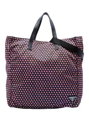 Prada 2013-2026 Tessuto Stampato Octagon Satchel - Red