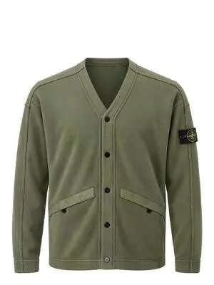 Stone Island Logo-patch V-neck Cardigan - Green