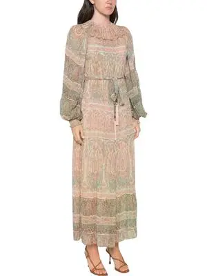 Zimmermann Momentum Rouleau Billow Paisley-print Maxi Dress - Neutrals