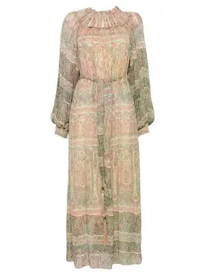 Zimmermann Momentum Rouleau Billow Paisley-print Maxi Dress - Neutrals