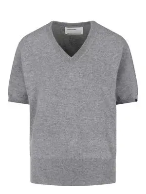 Extreme Cashmere Nº 490 Martina V-neck Short-sleeve Sweater - Grey