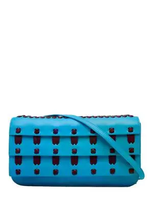 Bottega Veneta 2012-2026 Lambskin Whipstitch Flap Crossbody Bag - Blue