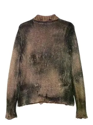 Avant Toi Distressed-effect Roll-neck Sweater - Brown