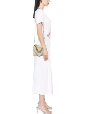 Bottega Veneta 2012-2026 Small Leather Mount Envelope Chain Bag Satchel - White