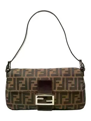 Fendi 2000-2010 Zucca Canvas Baguette Shoulder Bag - Brown