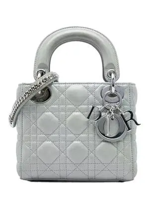 DIOR 2015 Mini Iridescent Lambskin Cannage Lady Dior Satchel