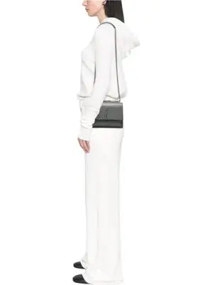 Saint Laurent 2017 Medium Croc Embossed Leather Monogram Sunset Crossbody Bag - Grey