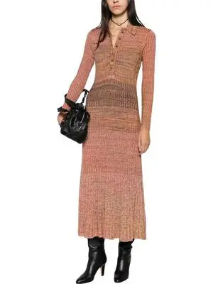 Zimmermann Ribbed-knit Polo-collar Midi Dress - Orange