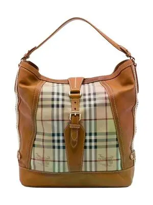 Burberry 2000-2017 Haymarket Check Coated Canvas And Calfskin Bucket Bag - Neutrals