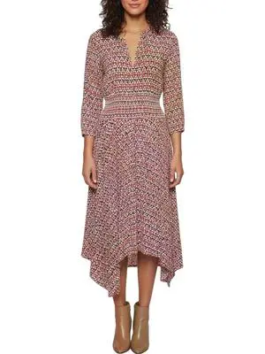 MAJE Geometric-print Asymmetric Dress