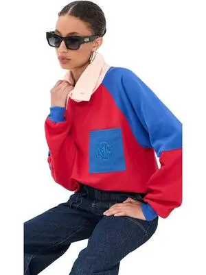 Stella McCartney Color Block High Neck Sweatshirt - Blue/red